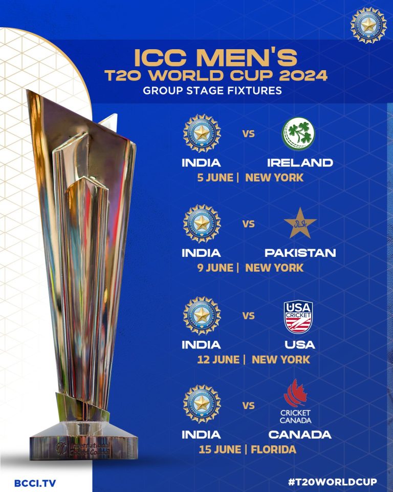 India Matches Schedule, Timing and Venues During 2024 T20 World Cup